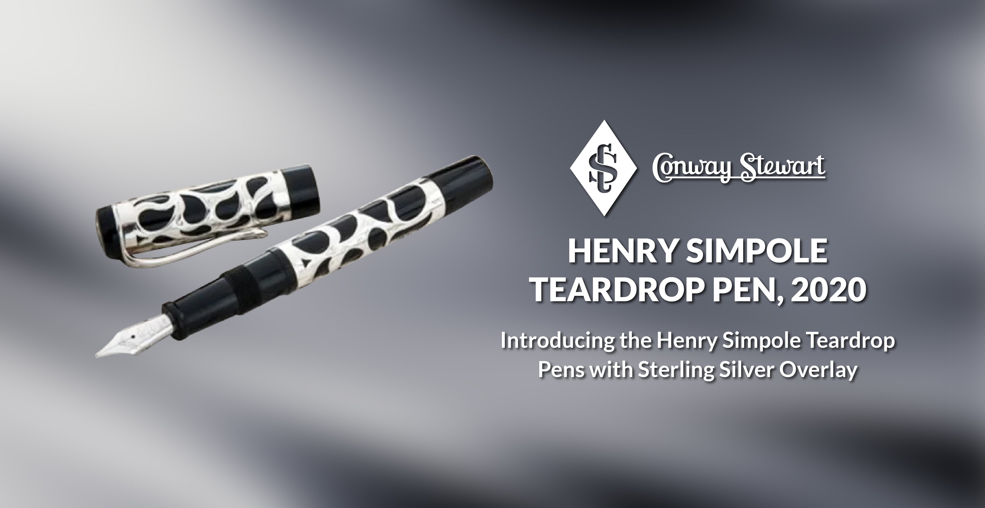 Henry Simpole Teardrop Pens with Sterling Silver Overlay | Conway Stewart